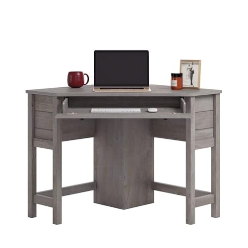 Pemberly Row Coastal Engineered Wood Corner Desk in Mystic Oak