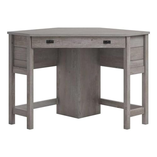 Pemberly Row Coastal Engineered Wood Corner Desk in Mystic Oak