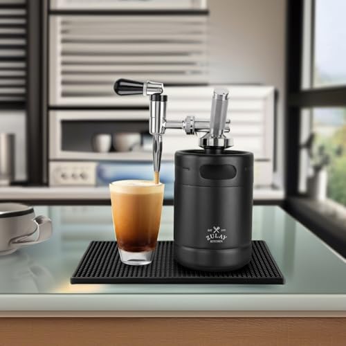 Zulay Nitro Cold Brew Coffee Maker - Gift for Coffee Lovers - Large 64 oz Home Keg - Nitro Cold Brew Keg with Creamer Faucet - Nitro Cold Brew Coffee Maker for Home - Collapsible Funnel & Drip Mat