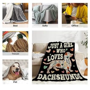 Just A Girl Who Loves Dachshund Blanket | Funny Gift for Animal Lover | Dachshund Lovers Home Decor for Girls | 40"x50" Dachshund Lover Gift Blanket for Halloween Christmas Birthday