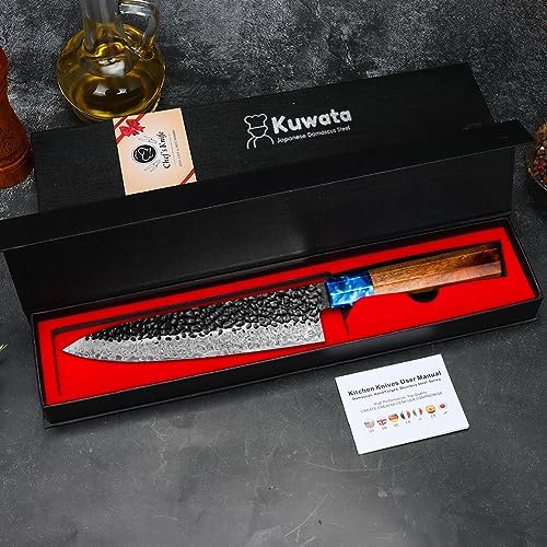 Chef Knife 8 Inch Damascus Kitchen Knife, Japanese VG10 Damascus Steel Meat Cooking Knife, Gyuto Chefs Knife G10 Ergonomic Color Wooden Handle with Luxury Gift Box