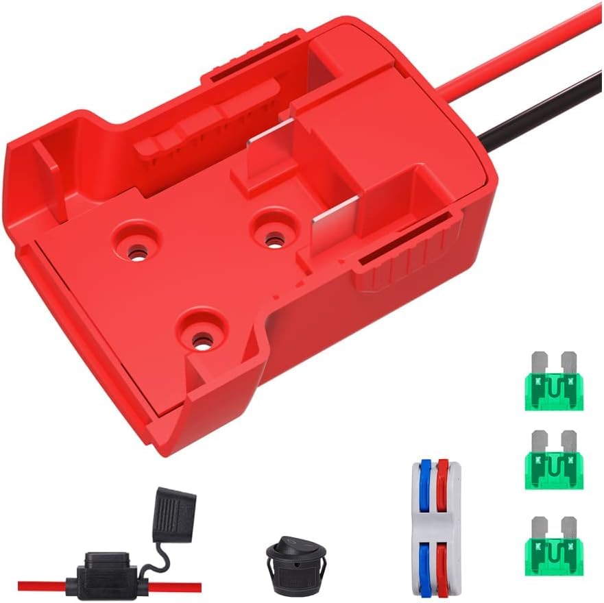 Power Wheel Adapter Set for Milwaukee 18V Battery with 14AWG Wire for Robotics, Work Lights, RC Trucks, and RC Toys