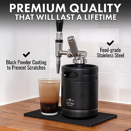 Zulay Nitro Cold Brew Coffee Maker - Gift for Coffee Lovers - Large 64 oz Home Keg - Nitro Cold Brew Keg with Creamer Faucet - Nitro Cold Brew Coffee Maker for Home - Collapsible Funnel & Drip Mat