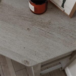 Pemberly Row Coastal Engineered Wood Corner Desk in Mystic Oak