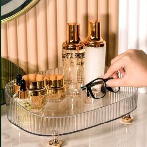 Makeup Perfume Organizer, Perfume Tray, Vanity Tray, Cosmetic Skincare Tray, Countertop Organizer Tray for Bathroom, Clear