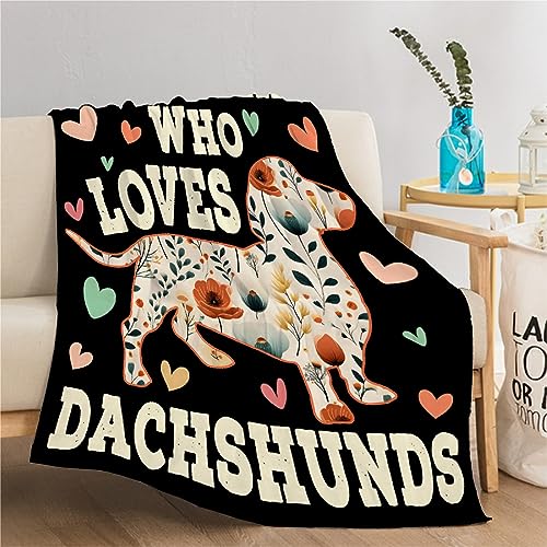 Just A Girl Who Loves Dachshund Blanket | Funny Gift for Animal Lover | Dachshund Lovers Home Decor for Girls | 40"x50" Dachshund Lover Gift Blanket for Halloween Christmas Birthday