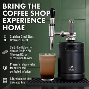 Zulay Nitro Cold Brew Coffee Maker - Gift for Coffee Lovers - Large 64 oz Home Keg - Nitro Cold Brew Keg with Creamer Faucet - Nitro Cold Brew Coffee Maker for Home - Collapsible Funnel & Drip Mat