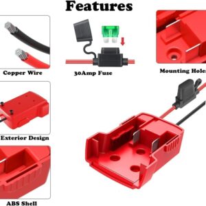 Power Wheel Adapter Set for Milwaukee 18V Battery with 14AWG Wire for Robotics, Work Lights, RC Trucks, and RC Toys