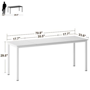 soges 70.8 Inch Stylish Computer Desk, Large Executive Office Desk, Simple Study Writing Desk, Workstation Business Furniture for Home Office, White