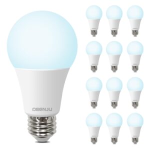 degnju led light bulbs, 100 watt equivalent led bulbs a19, 5000k daylight light bulbs, 1500 lumens, e26 standard base, non-dimmable, 13w bright white led bulbs for bedroom home office, 12 pack