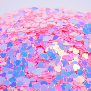 3000pcs heart shaped pvc 4mm glitter confetti for valentine's day, anniversary, birthday, wedding, bridal shower & baby shower parties decorations (pink)