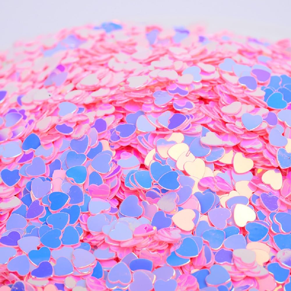 3000pcs Heart Shaped PVC 4mm Glitter Confetti for Valentine's Day, Anniversary, Birthday, Wedding, Bridal Shower & Baby Shower Parties Decorations (Pink)