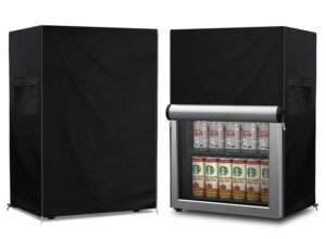 dalema outdoor refrigerator cover,600d heavy duty 100% waterproof upright freezer cover,outside stand up fridge covers.front can be rolled-up by zippers.(black,20" w x 20" d x 33" h)