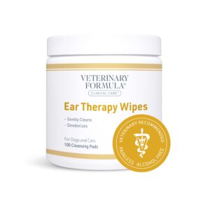 veterinary formula clinical care ear therapy wipes, 100ct – cat and dog ear cleaner – help relieve itchy ears quickly & effectively remove dirt, debris, and foul odor