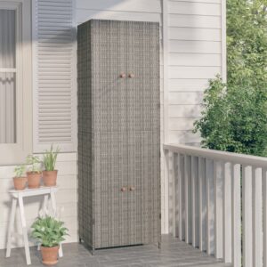 loibinfen outdoor garden storage cabinet, large patio storage cabinet garden storage container for lawn backyard, gray 23.2"x15.7"x70.9" poly rattan