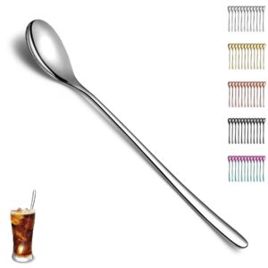 evanda long handle iced tea spoons set of 12 pieces, stainless steel teaspoons, stirring bar spoon, coffee spoon, ice cream spoon, cocktail spoon, dishwasher safe