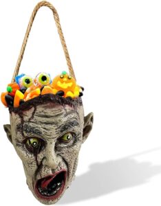 halloween zombie head candy tote bag trick or treat tote bag candy scary evil hanging bloody vampire head candy tote latex party supplies party favor goodie bags candy sack