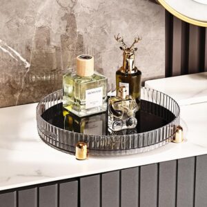 makeup perfume organizer, 360° rotating perfume tray, vanity tray, cosmetic skincare tray, countertop organizer tray for bathroom, clear