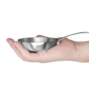 macevia mini sauce pan,18/10 stainless steel butter warmer mini pan cooking sauce cup with handle for all stoves multipurpose use for home kitchen or restaurant (0.12 quart/4 inch) - silver