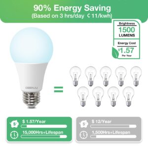 DEGNJU 100W Equivalent A19 5000K Daylight LED Light Bulbs, 1500 Lumens, E26 Base, Non-Dimmable, 13W Bright White for Bedroom Home Office, 3 Pack