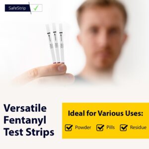 SafeStrip - Fentanyl Test SafeStrip - Fentanyl Test Strips, Quick, Reliable & Easy-to-Use Drug Test Kit for Home Medical Testing on Pills, Powder, Urine & Residue, 10-Pack Test Strips with Scoop