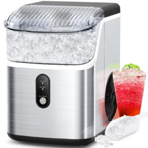 cowsar nugget ice makers countertop, soft chewable crushed ice maker machine, portable pebble ice maker countertop, 34lbs/day, self-cleaning, one-button operation ice machine for home kitchen party