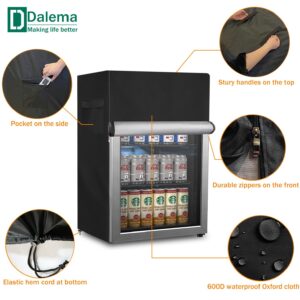 Dalema Outdoor Refrigerator Cover,600D Heavy Duty 100% Waterproof Upright Freezer Cover,Outside Stand Up Fridge Covers.Front Can Be Rolled-Up by Zippers.(Black,20" W x 20" D x 33" H)