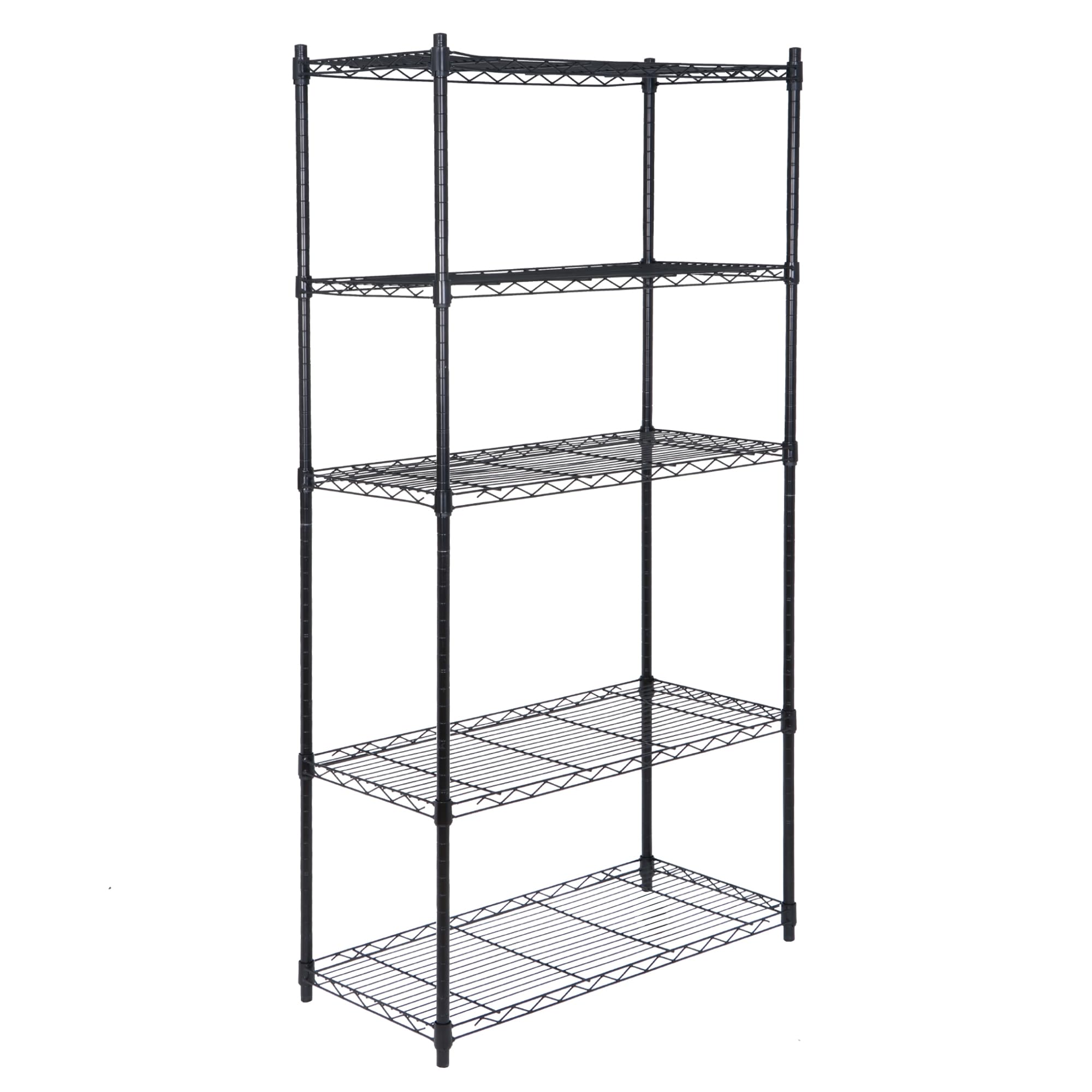 ZenStyle 5-Shelf Adjustable Storage Shelving Unit Heavy Duty Steel Organizer Wire Rack, Storage Rack with Leveling Feet for Kitchen Office Garage, 30" W x 14" D x 75" H, Black