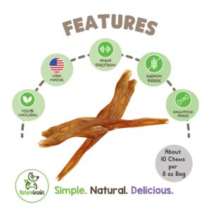 Nature Gnaws USA Beef Tendons for Dogs (8oz) - Mixed Thickness - Long Lasting for Aggressive Chewers - Premium Natural Beef Dog Chew Treats - Rawhide Free