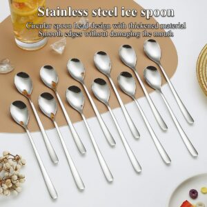 Evanda Long Handle Iced Tea Spoons Set of 12 Pieces, Stainless Steel Teaspoons, Stirring Bar Spoon, Coffee Spoon, Ice Cream Spoon, Cocktail Spoon, Dishwasher Safe