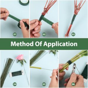 NESCCI Floral Arrangement Kit with Green Floral Tape and Wire,26 Gauge Floral Stem Wire,22 Gauge Floral Wire,Boutonniere Pin for Bouquet Stem Wrap Florist.