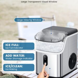 COWSAR Nugget Ice Makers Countertop, Soft Chewable Crushed Ice Maker Machine, Portable Pebble Ice Maker Countertop, 34Lbs/Day, Self-Cleaning, One-Button Operation Ice Machine for Home Kitchen Party