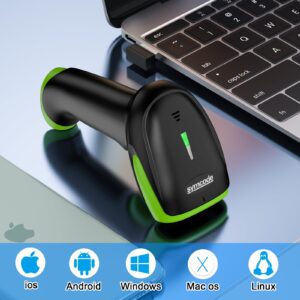 Symcode Wireless Bluetooth Barcode Scanner,Bluetooth & USB Wired & 2.4G Wireless Connection Ergonomics Handheld Barcode Scanner Reader, 2D 1D QR Code Automatic Fast Precise scanning Scanner