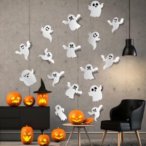 halloween ghost wall decor 21 pcs 3d cute ghost stickers halloween decorations reusable self-adhesive white ghost wall decals halloween party supplies for gothic home window door wall room decor