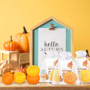 Liliful 50 Sets Mini Pumpkin Baby Shower Favors Included Pumpkin Soap Thanks Cards Drawstring Gift Bags for Fall Bridal Shower Wedding Autumn Thanksgiving Day Party Decorations Gifts(Orange)