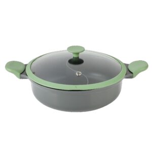 kenmore theodore 6.5 qt cast aluminum everyday pan hot pot w/dividers, nonstick interior, and lid