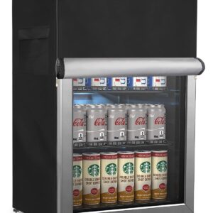 Dalema Outdoor Refrigerator Cover,600D Heavy Duty 100% Waterproof Upright Freezer Cover,Outside Stand Up Fridge Covers.Front Can Be Rolled-Up by Zippers.(Black,20" W x 20" D x 33" H)