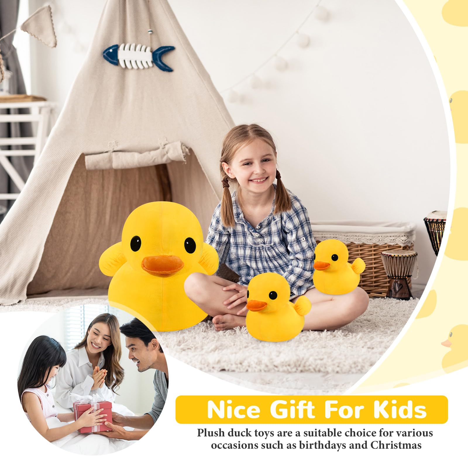 Leyndo 2 Pcs Giant Plush Yellow Duck Soft Stuffed Animal Toy Duck Stuffed Plush Pillow Animal Dolls Huggable Duck Playset Toy for Boys Girls Birthday Gift Party Sofa Decoration (8 Inch)