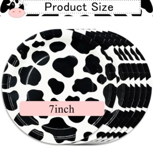 SietDESEO 50 PCS Cow Print Plates 7 Inch Cow Paper Plates for Birthday Party Baby Shower Decoration Disposable Party Plates