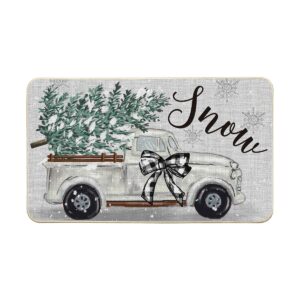 artoid mode truck xmas tree winter doormat, christmas home decor low-profile switch rug door mat floor mat for indoor outdoor 17x29 inch