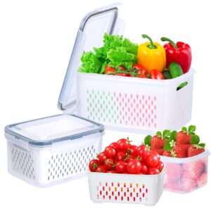 zarevant pack of 3 berry containers for fridge, grape storage containers for fridge, fruit rinser strainer container, vegetable containers for fridge, produce storage berry saver container