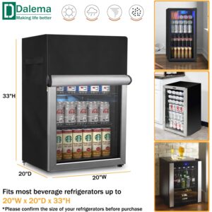 Dalema Outdoor Refrigerator Cover,600D Heavy Duty 100% Waterproof Upright Freezer Cover,Outside Stand Up Fridge Covers.Front Can Be Rolled-Up by Zippers.(Black,20" W x 20" D x 33" H)