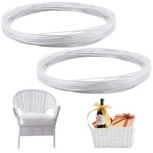 kigley 2 bundles 120 ft wicker repair kit round synthetic rattan weaving material white plastic wicker repair supplies replacement basket weaving kit for patio chair sofa furniture diy