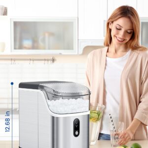 COWSAR Nugget Ice Makers Countertop, Soft Chewable Crushed Ice Maker Machine, Portable Pebble Ice Maker Countertop, 34Lbs/Day, Self-Cleaning, One-Button Operation Ice Machine for Home Kitchen Party