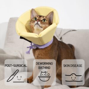 LAVAMOND Cat Cones to Stop Licking, Lightweight Adjustable Dog Cone Alternative After Surgery, Soft Cone for Cats Small Medium Dogs Puppy Rabbits Elizabethan Collar, Yellow, L