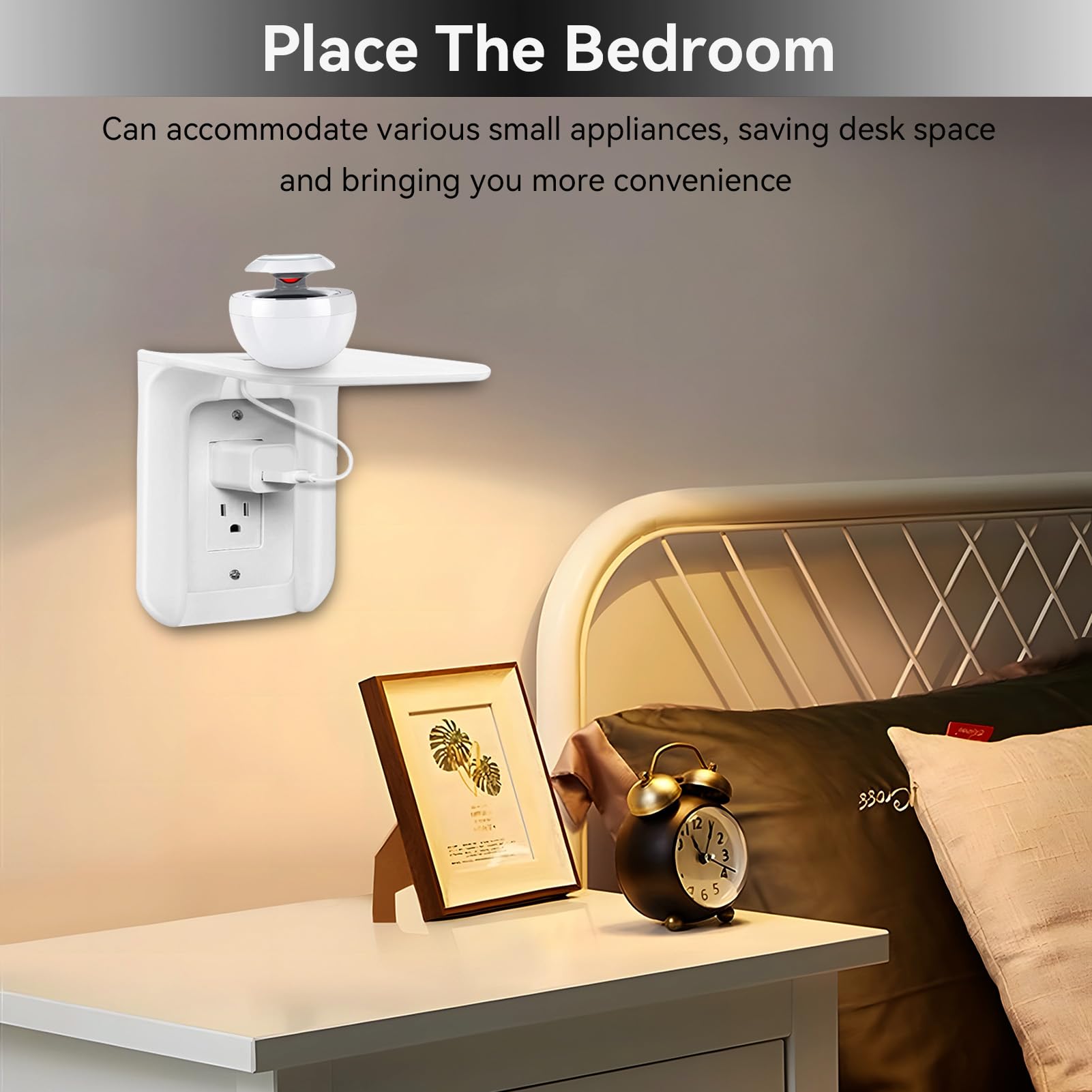 Outlet Shelf, Outlet Shelf Wall Holder Wall Outlet Shelf ABS Plastic Bathroom Wall Shelf Wall Shelf Organizer Outlet Shelf Wall Holder for Smart Home Devices, Phones, Speaker