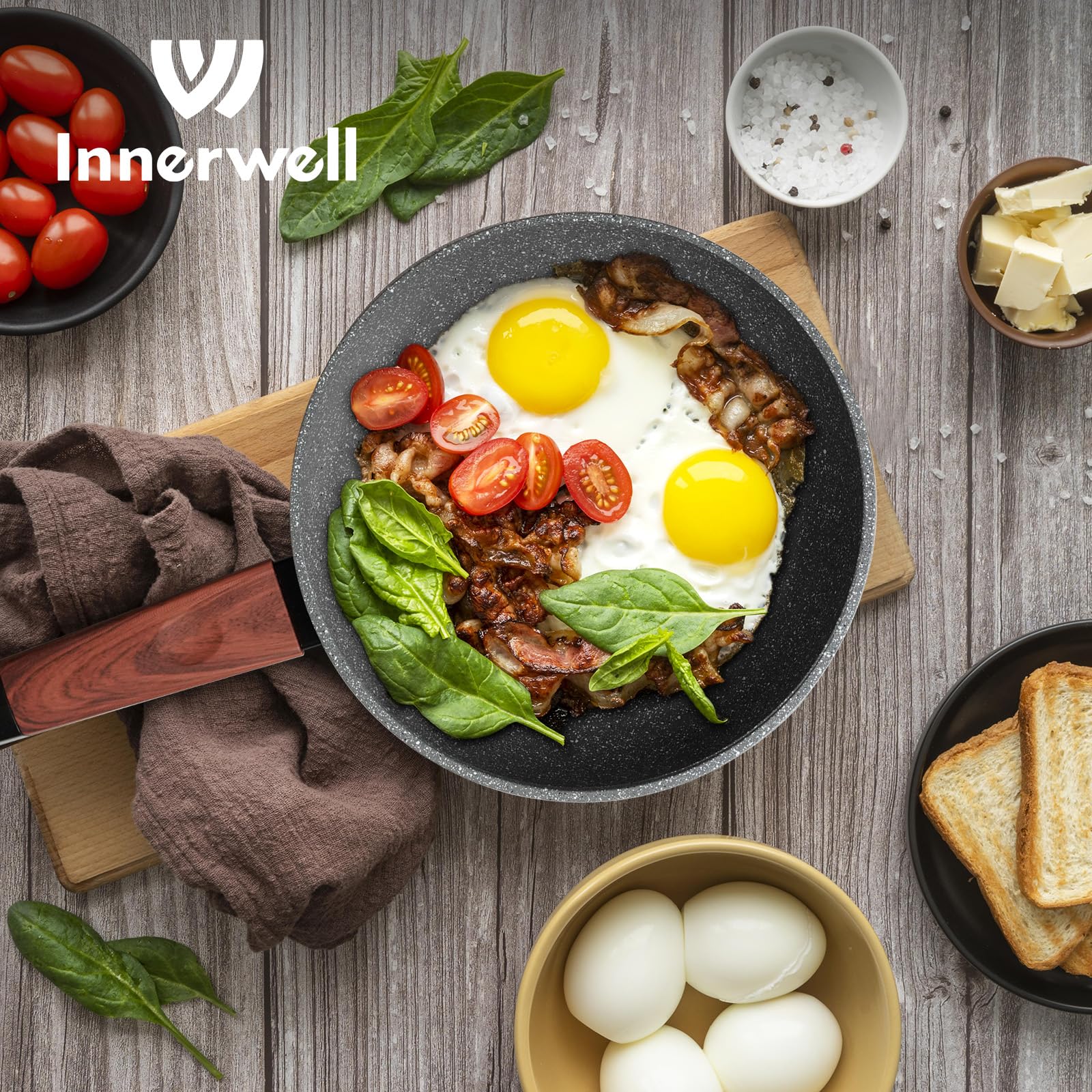 Innerwell 10 Inch Nonstick Frying Pan Skillet, Egg pan, Non Stick Granite Fry Pan Egg Pans Omelet Pans, Chef's Nonstick Frying Pans,Small Frying Pan Nonstick PFOA Free