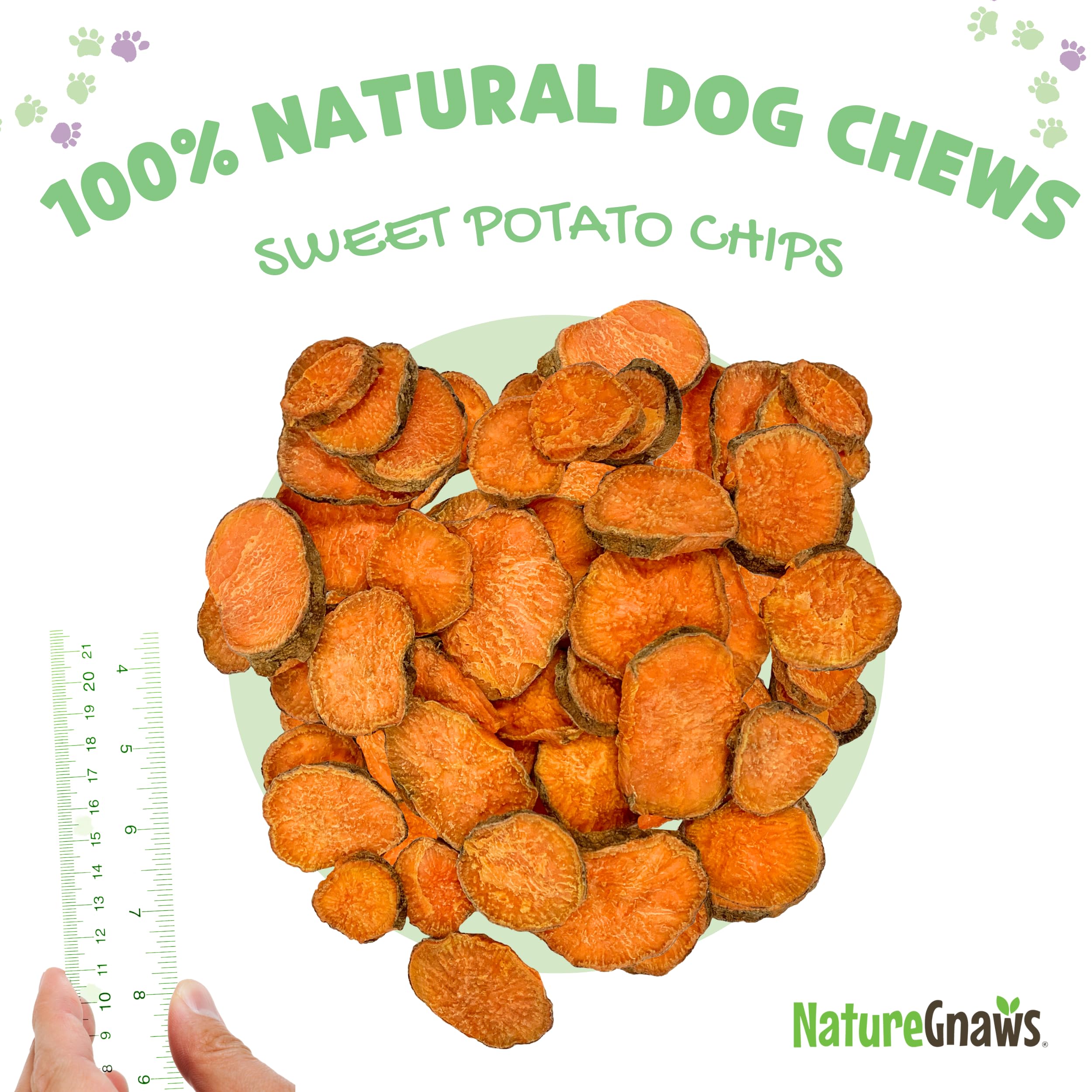 Nature Gnaws Sweet Potato Chips for Dogs - Single Ingredient Natural Dog Chew Treats - 12 oz