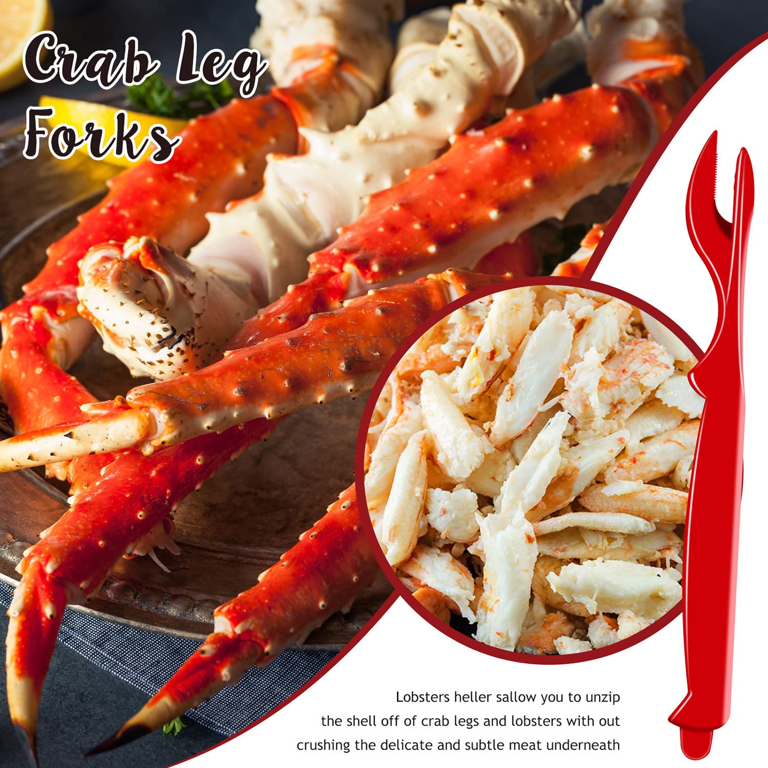 12Pcs Crab Legs Crackers, Crab Tools Set Crackers Picks Tools for Lobster, Crab, Crawfish, Prawns, Shrimp, Easy Opener Shellfish Picks Knife, Seafood Tools