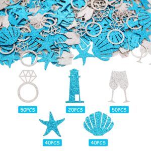 Bachelorette Party Confetti, 200Pcs Last Toast On The Coast Confetti Glitter for Table Wine Cup Diamond Ring Shells Starfish Paper Scatter for Bridal Shower Engagement Wedding Party Supplies